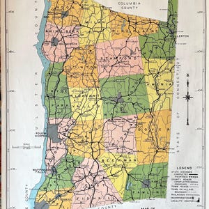 Dutchess County Map, Original 1941 State of New York Atlas, Fishkill ...