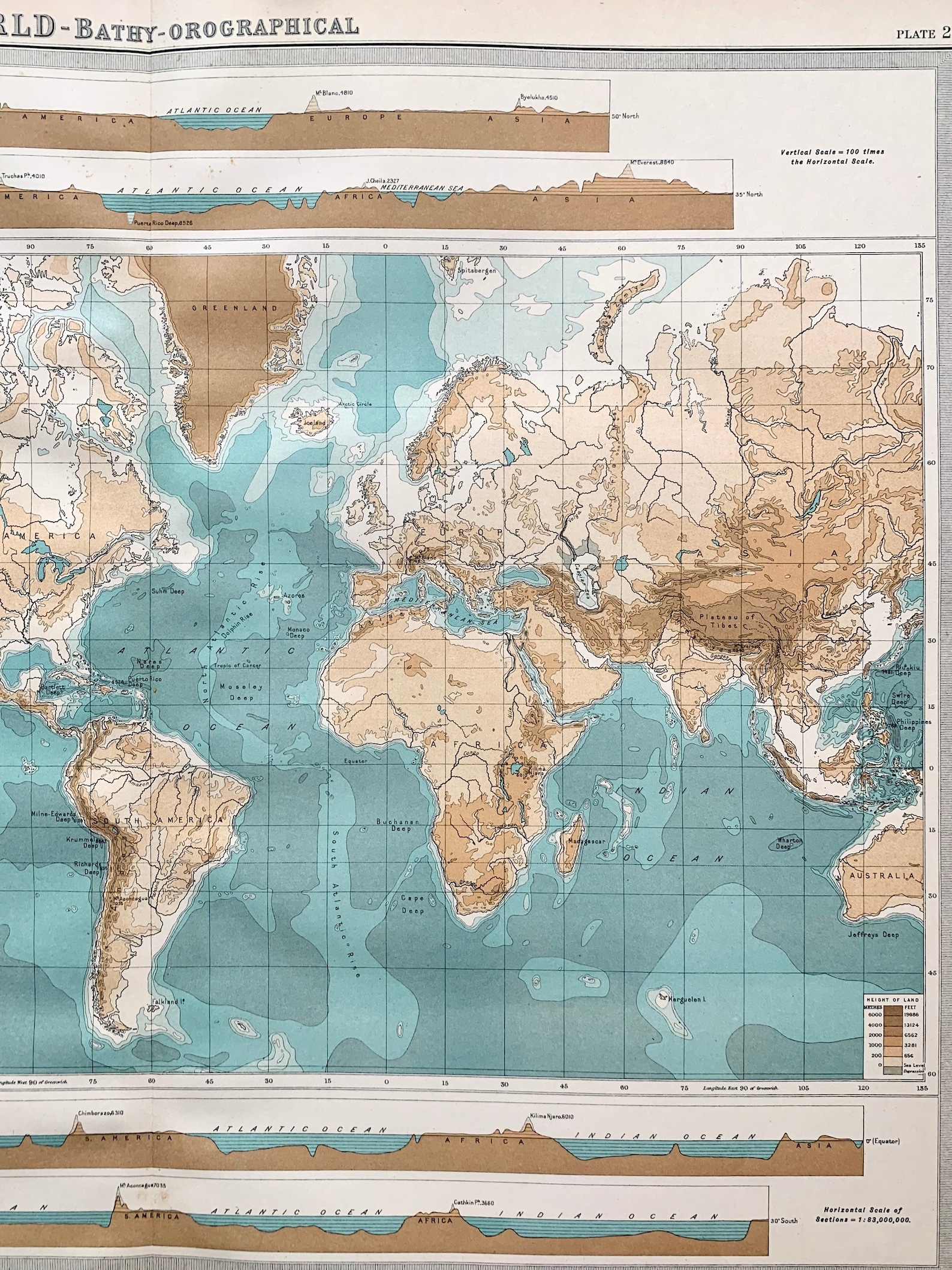 World Orographical Map Original 1922 Times Atlas Geography - Etsy
