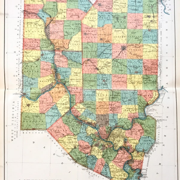 Map of Allegheny County Pa - Etsy
