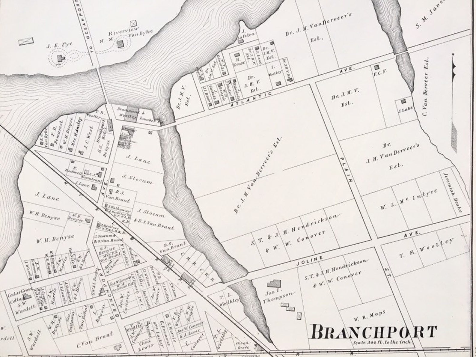 Branchport Map Original 1878 New Jersey Shore Atlas Monmouth - Etsy