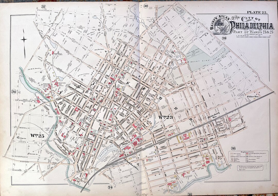 Frankford Map, Original 1886 Philadelphia Atlas, Bridesburg, Northeast ...