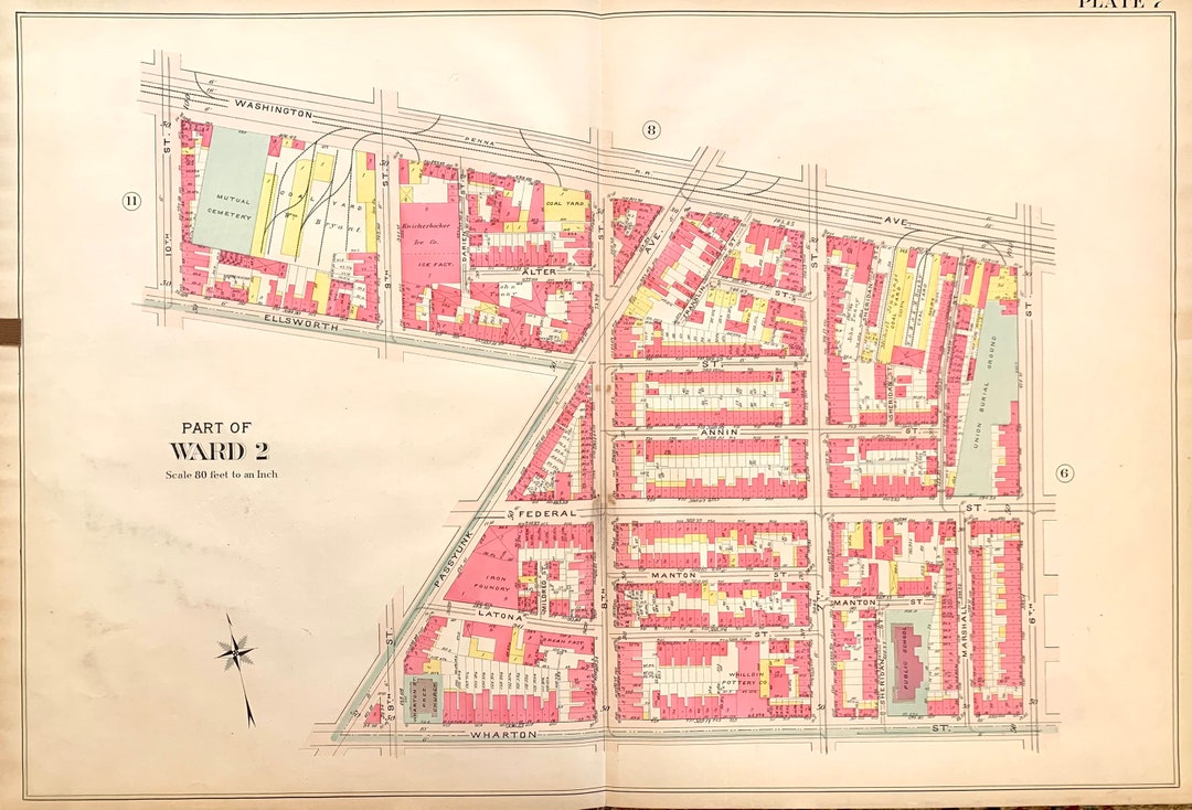 South Philadelphia Atlas Map, Original 1905 City of Philadelphia Atlas ...