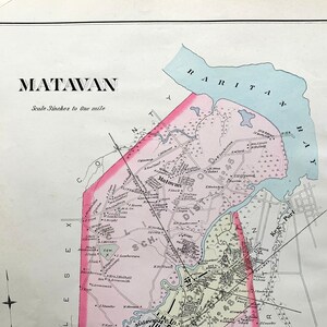 Matawan Map, Original 1889 Monmouth County Atlas, Cliffwood Beach - Etsy