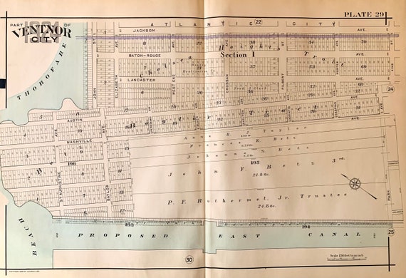 Ventnor City Map Original 1924 Absecon Island Atlas Atlantic | Etsy