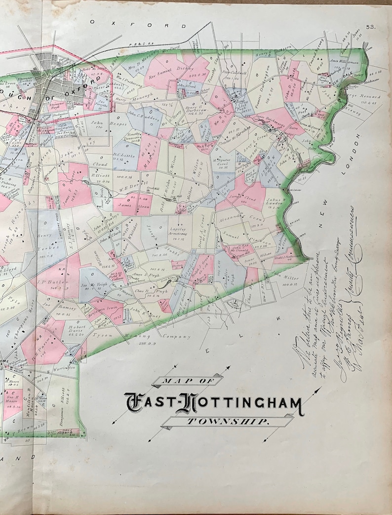 1883 East Nottingham Township Map, Original Chester County Farm Atlas ...
