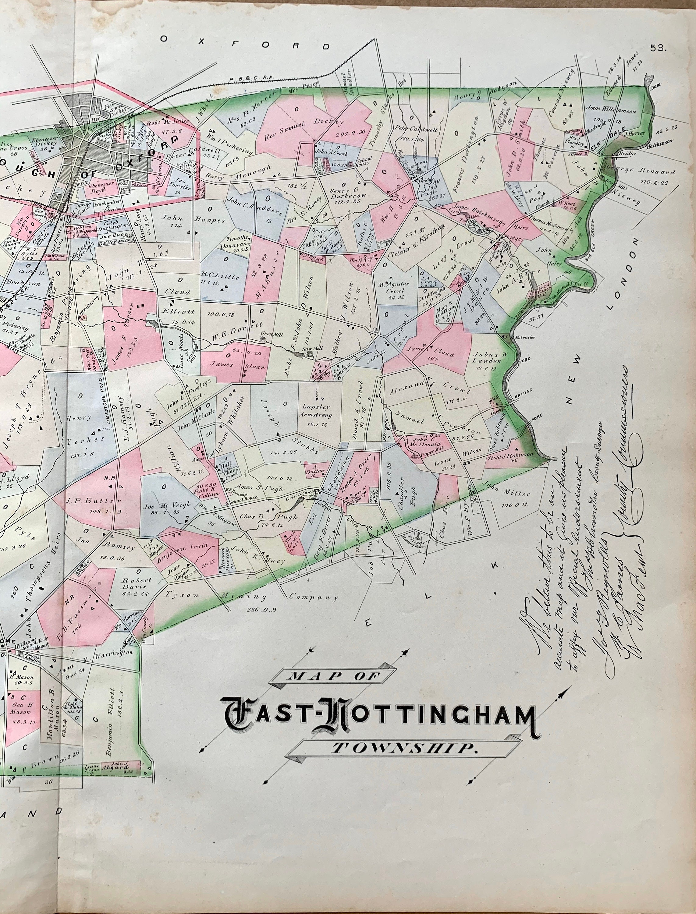 East Nottingham Township Map, Original 1883 Chester County Farm Atlas ...