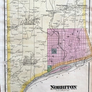 Norriton Map, Original 1877 Montgomery County Atlas, Norristown ...