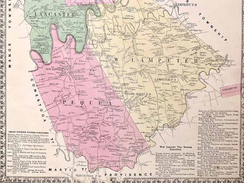 West Lampeter Map Original 1864 Lancaster County Atlas - Etsy