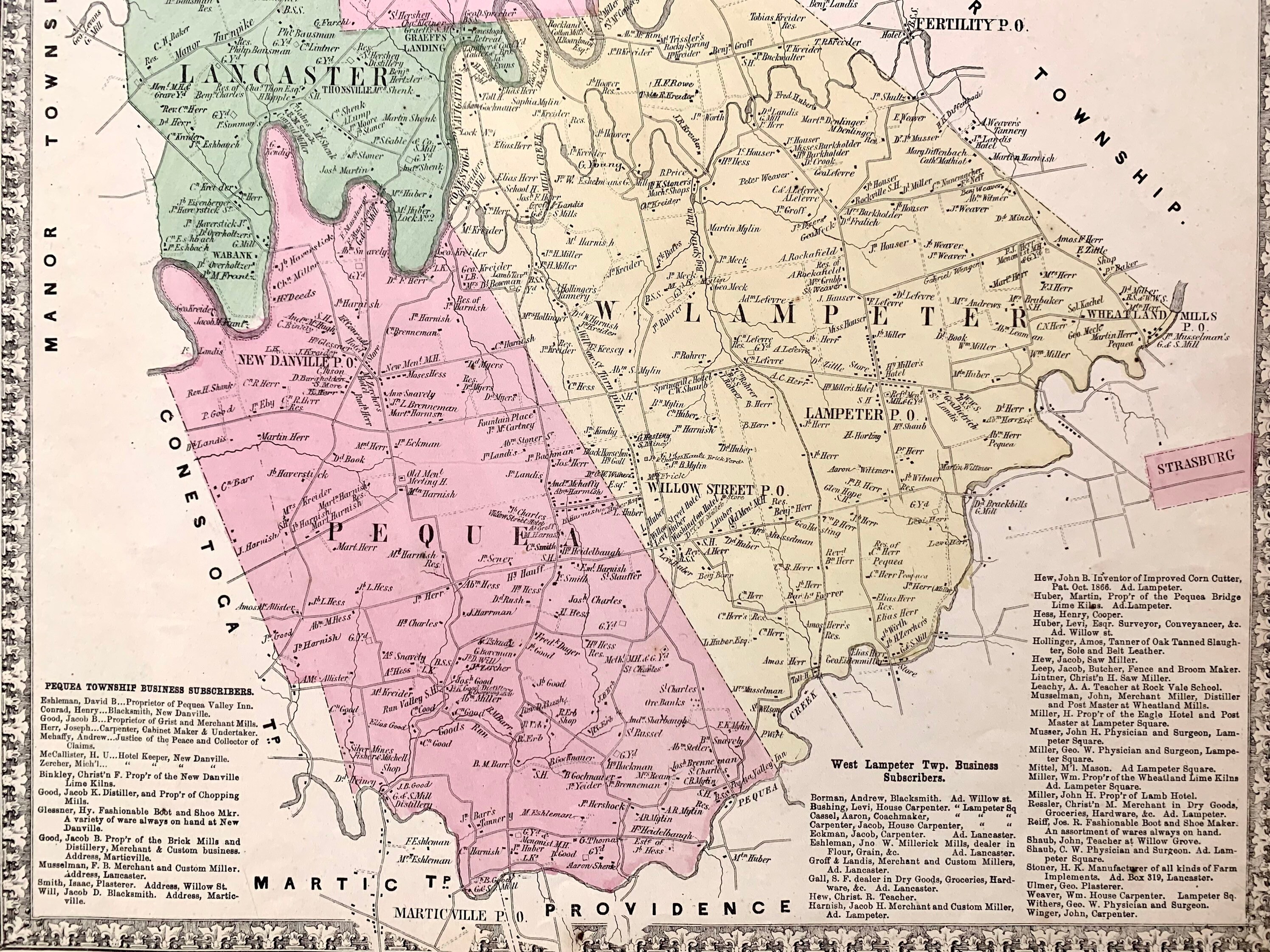 West Lampeter Map Original 1864 Lancaster County Atlas - Etsy