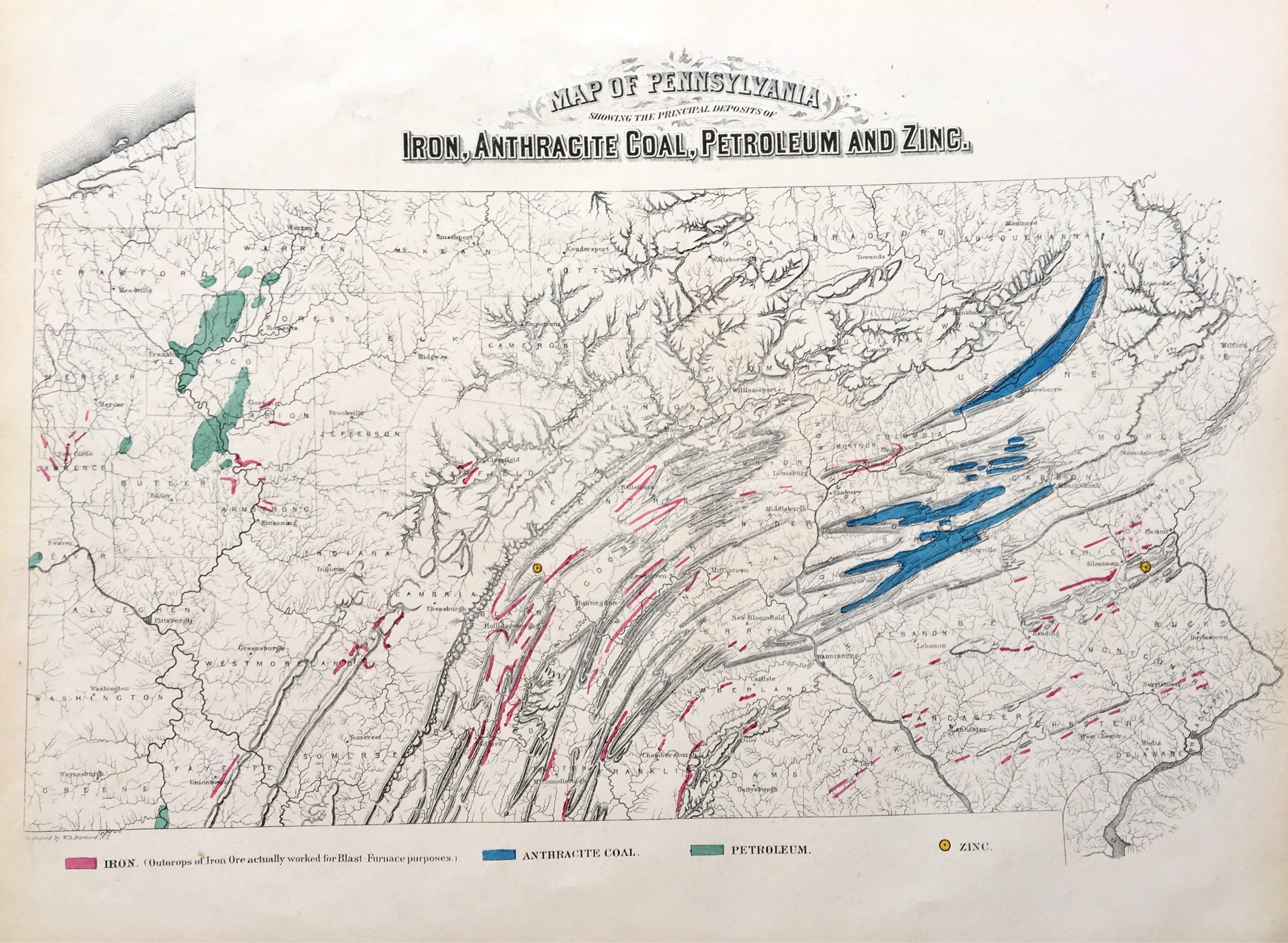 Map of Pennsylvania Original 1872 Atlas Coal Map Iron - Etsy