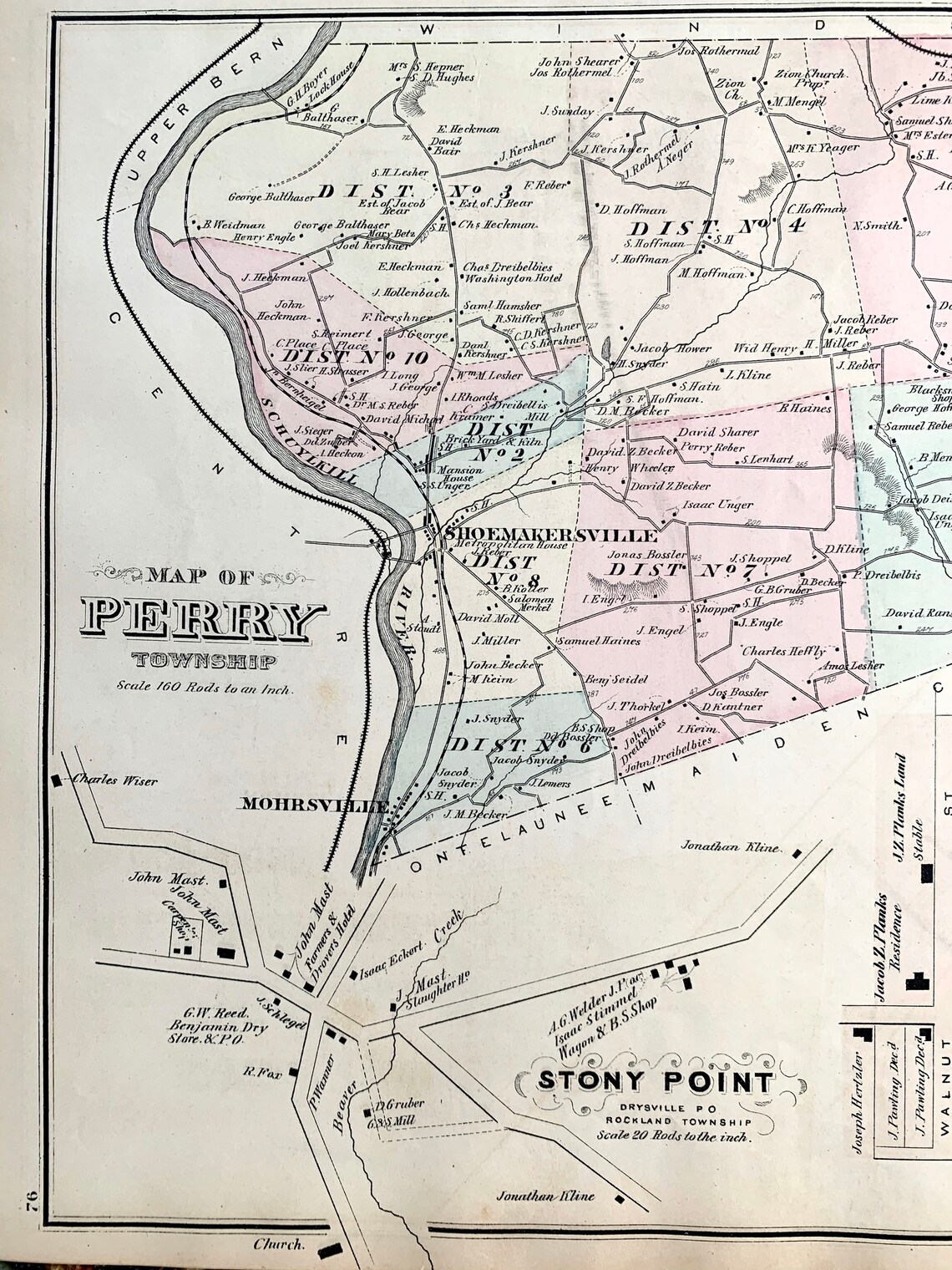 Perry Township Original 1876 Berks County Pennsylvania Atlas - Etsy