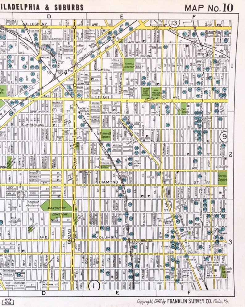 Brewerytown Map Original 1946 Philadelphia Atlas Fairhill - Etsy