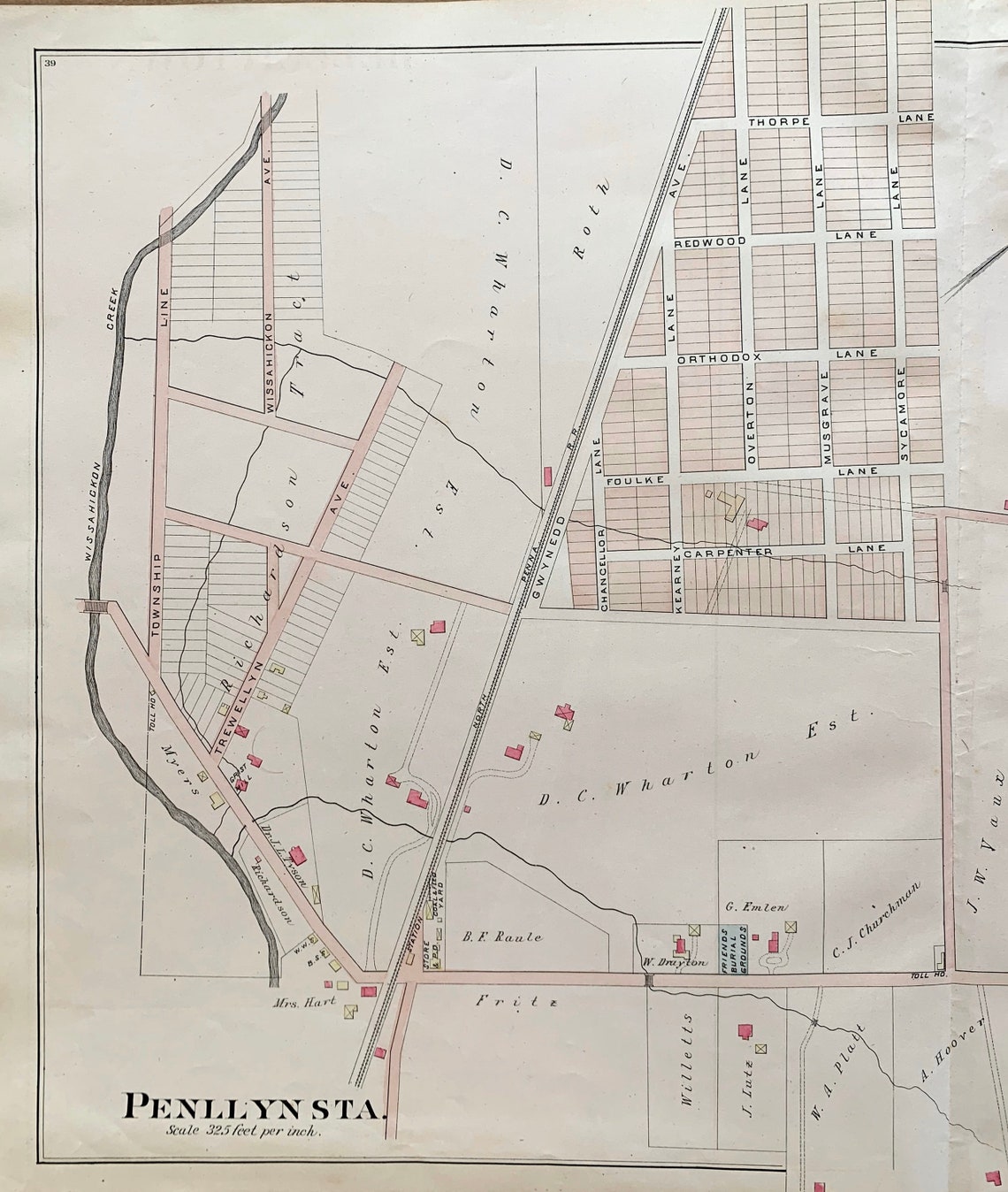 Antique Penllyn Map, Hellertown Map, Original 1886 North Pennsylvania ...