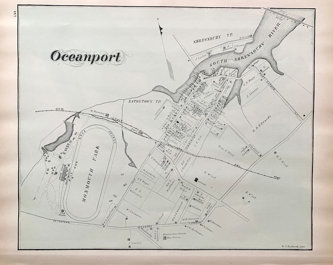 Oceanport Map, Original 1878 New Jersey Coast Atlas, Monmouth Park - Etsy
