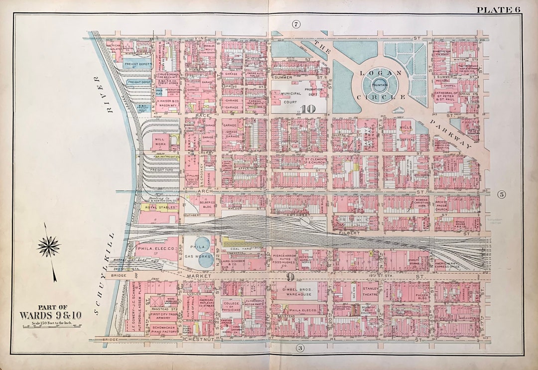 Logan Square Map, Original 1922 Center City Philadelphia Atlas ...