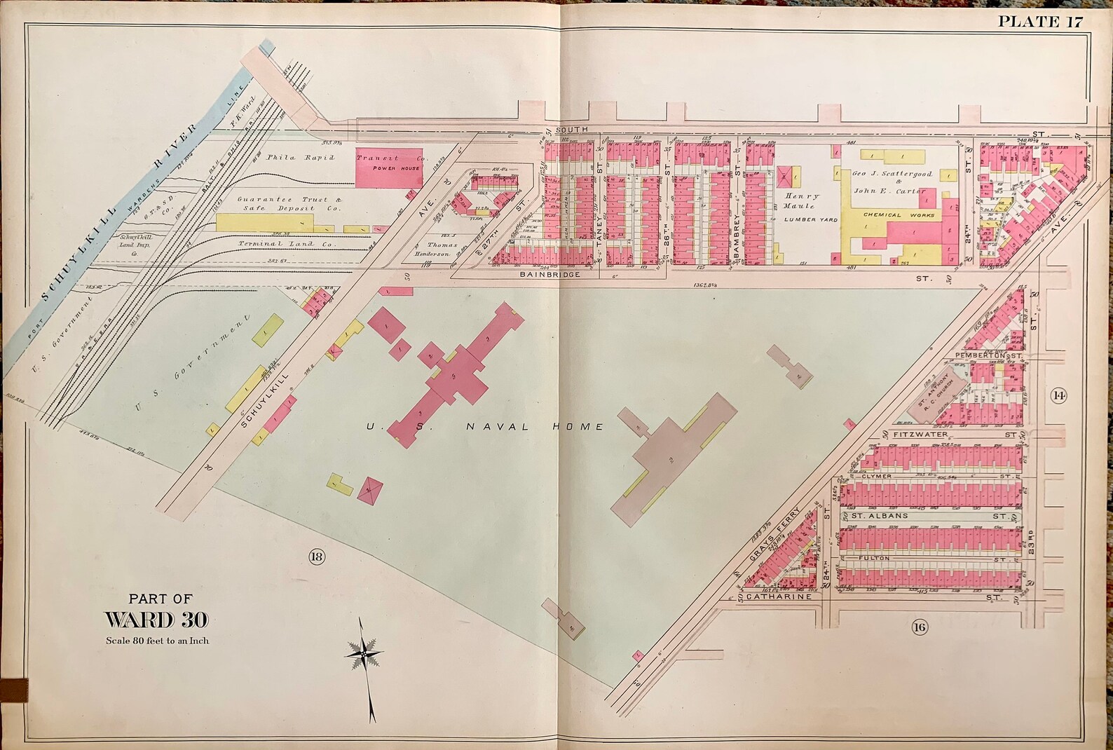 Fitler Square Map Naval Station Original 1905 South - Etsy