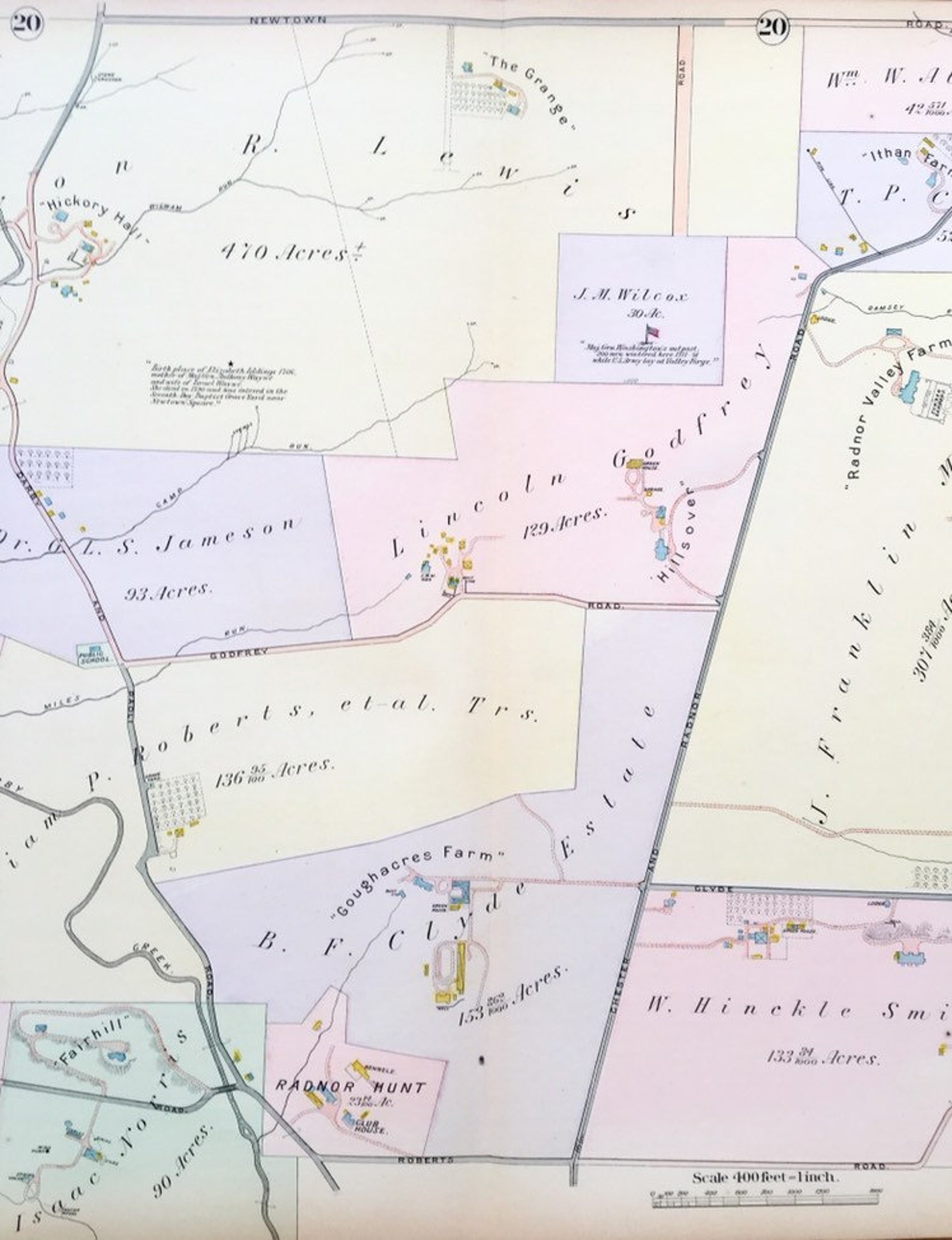 Radnor Township Map Original 1908 Mainline Pennsylvania - Etsy