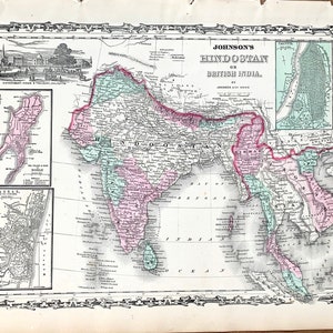 Hindostan or British India Map Antique Johnsons 1863 Atlas - Etsy