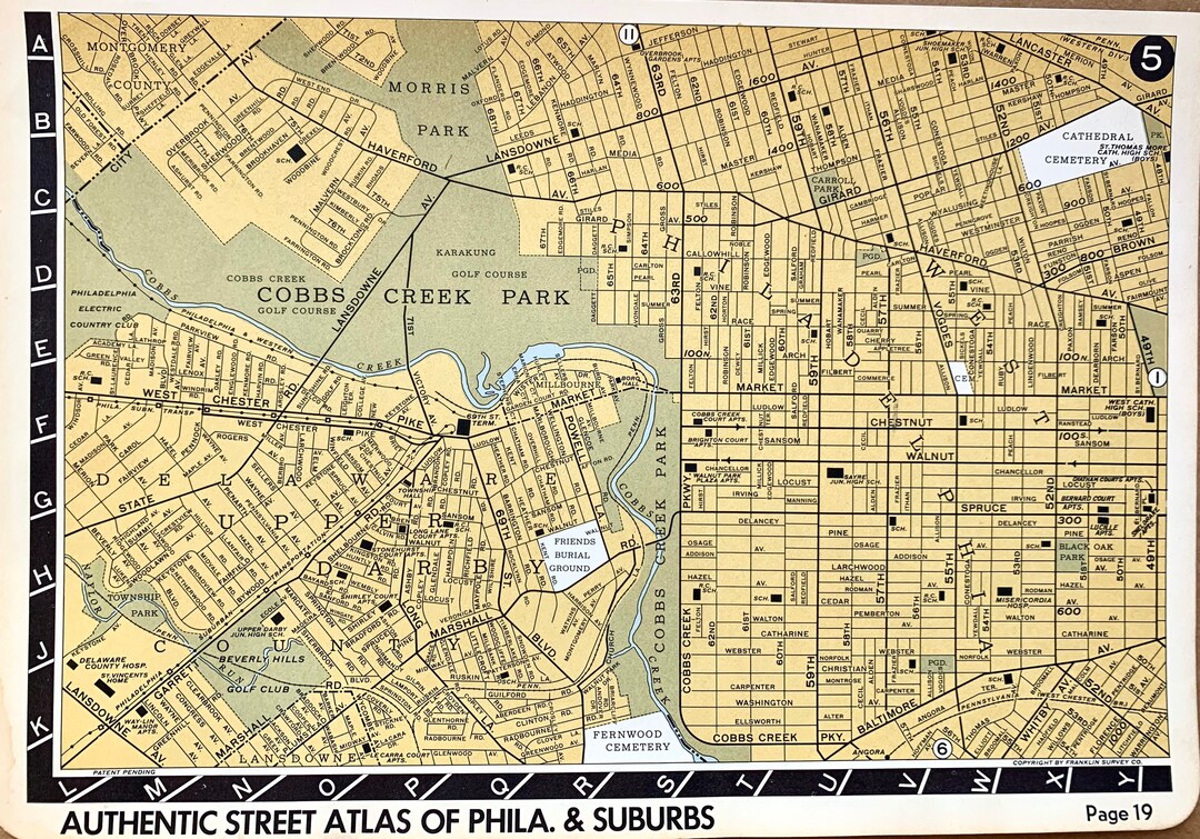 West Philadelphia Map, Upper Darby Map, Original 1951 City of ...
