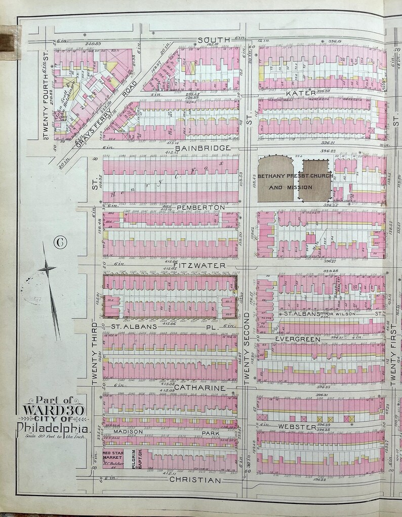 South Street Map, Original 1893 South Philadelphia Atlas, Fitler Square ...