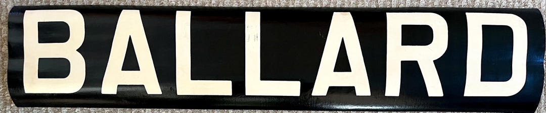 Ballard Sign, Vintage 1950s Seattle Washington Trackless Trolley Bus ...