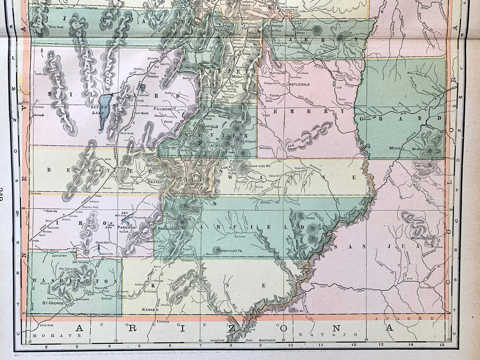 Antique Utah Map Original 1901 Crams Atlas State of Utah | Etsy