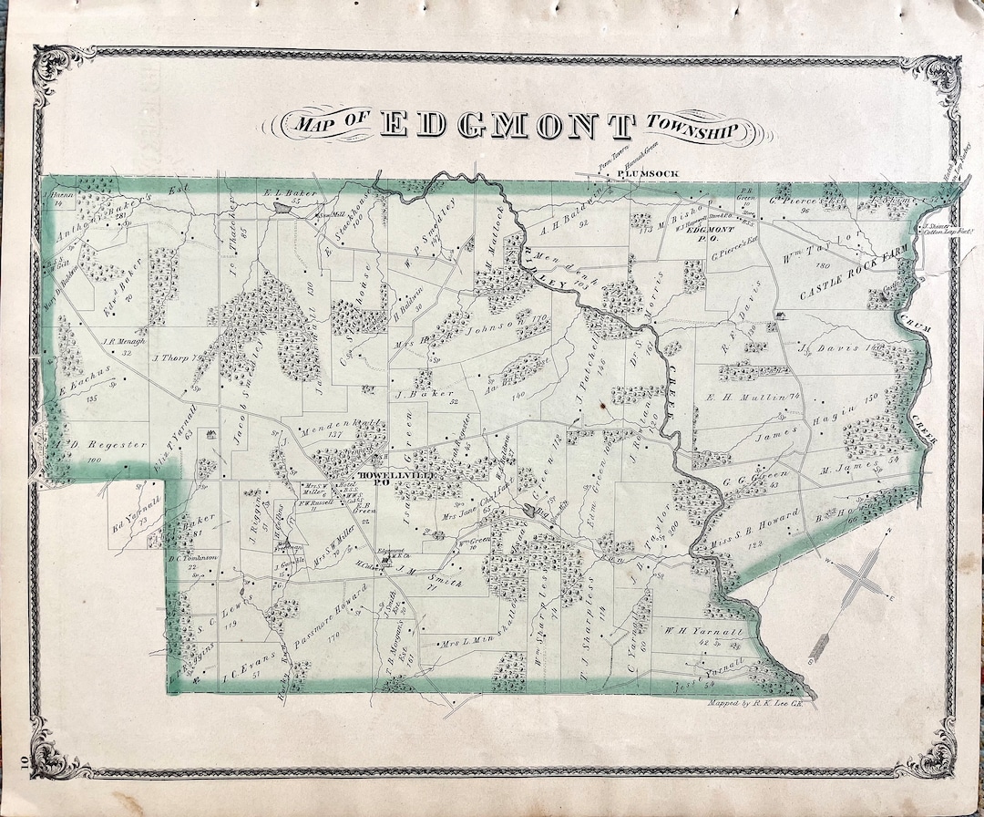 Edgemont Township Map, Original 1875 Delaware County Atlas, Gradyville ...