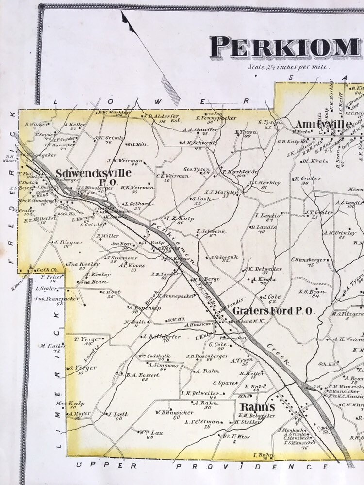 Perkiomen Map Original 1877 Montgomery County Atlas - Etsy