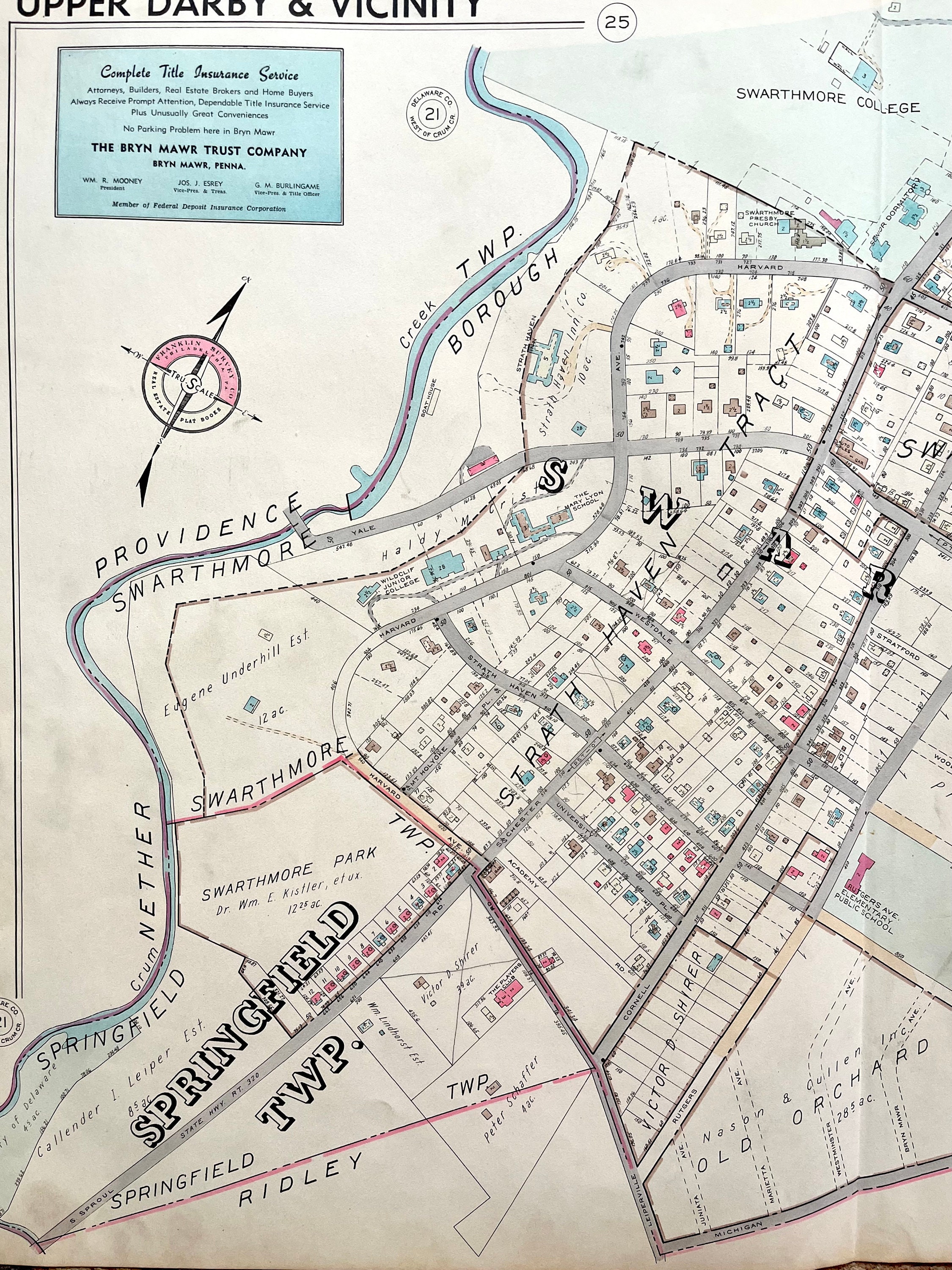 Swarthmore Map, Original 1942 Upper Darby Atlas, Swarthmore College - Etsy