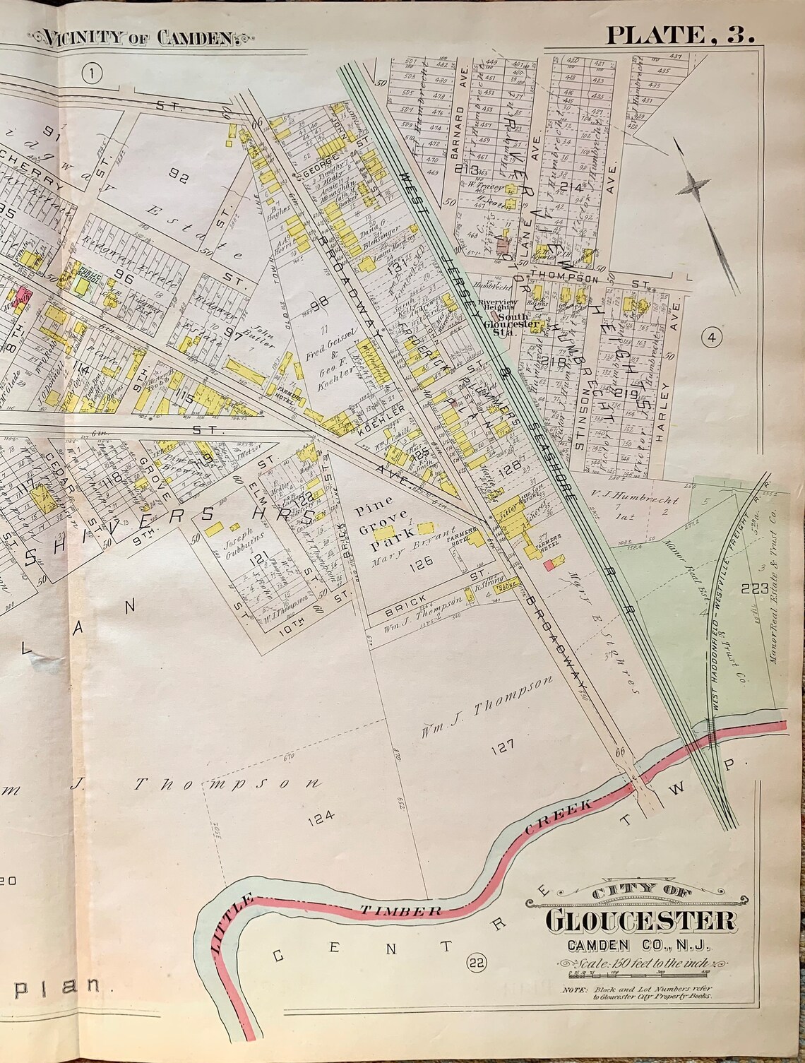 Gloucester City Map, Original 1890 Camden and Vicinity Atlas, Camden ...