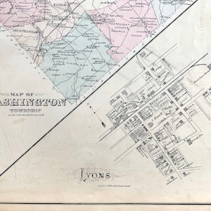 Washington Township Map, Original 1876 Berks County Pennsylvania Atlas ...
