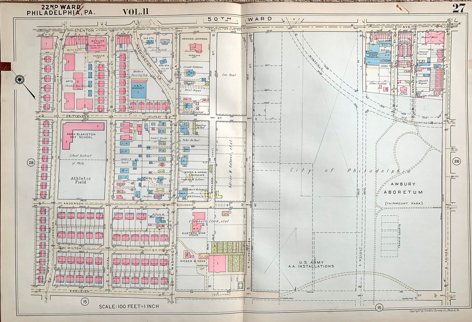 East Mount Airy Map, Germantown Map, Original 1955 City of Philadelphia ...