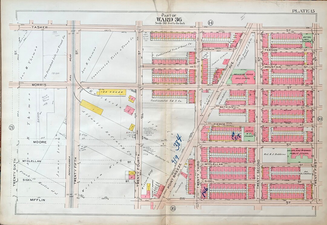 South Philadelphia Map, Original 1909 City of Philadelphia Atlas Map ...