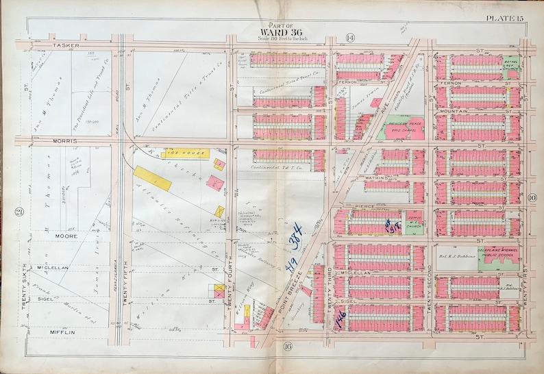 South Philadelphia Map Original 1909 City of Philadelphia - Etsy