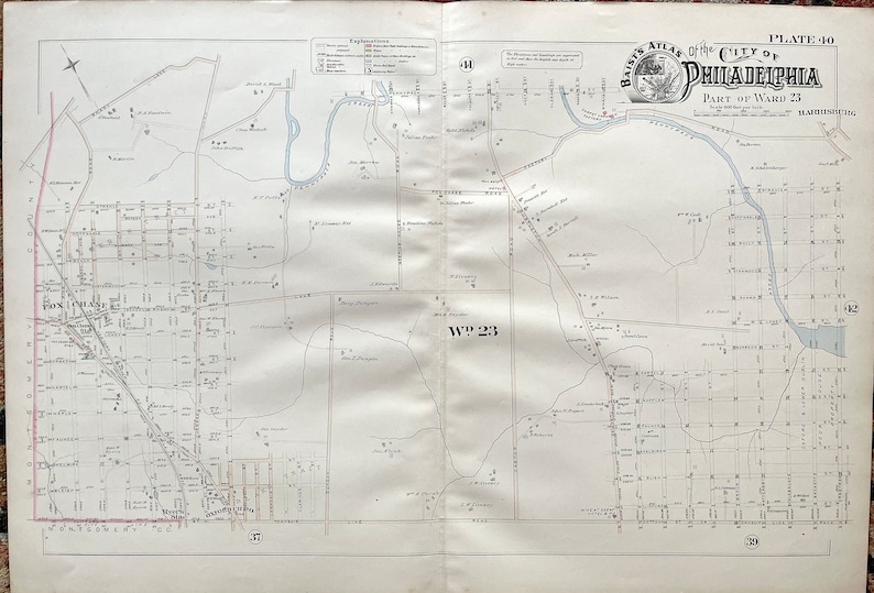 Fox Chase Map, Original 1886 Philadelphia Atlas, Rhawnhurst, Northeast ...