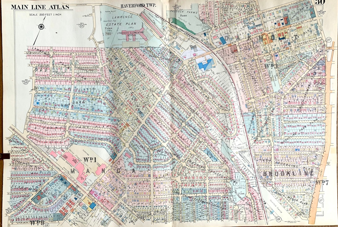 Havertown Map Manoa map Original 1961 Main Line Pennsylvania | Etsy
