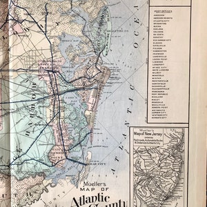 Atlantic County Map, Original 1924 Absecon Island Atlas, Margate ...