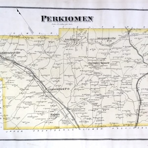 Perkiomen Map, Original 1877 Montgomery County Atlas, Schwenksville ...