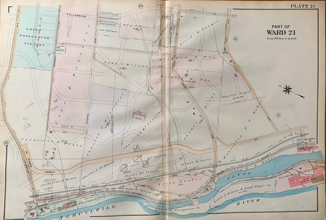 Roxborough Map, Original 1911 City of Philadelphia Atlas, Shawmont ...