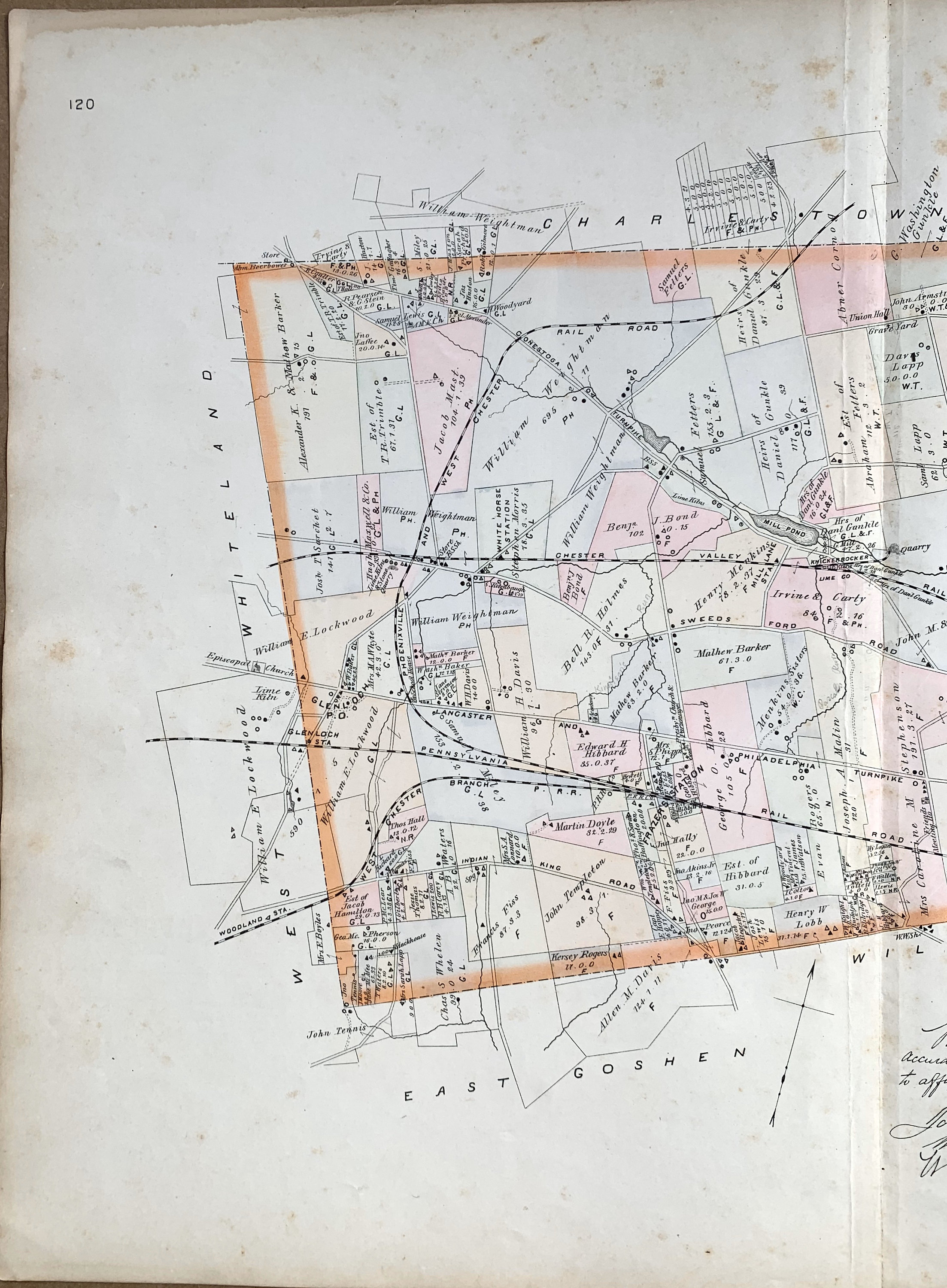 East Whiteland Township Map Original 1883 Chester County - Etsy