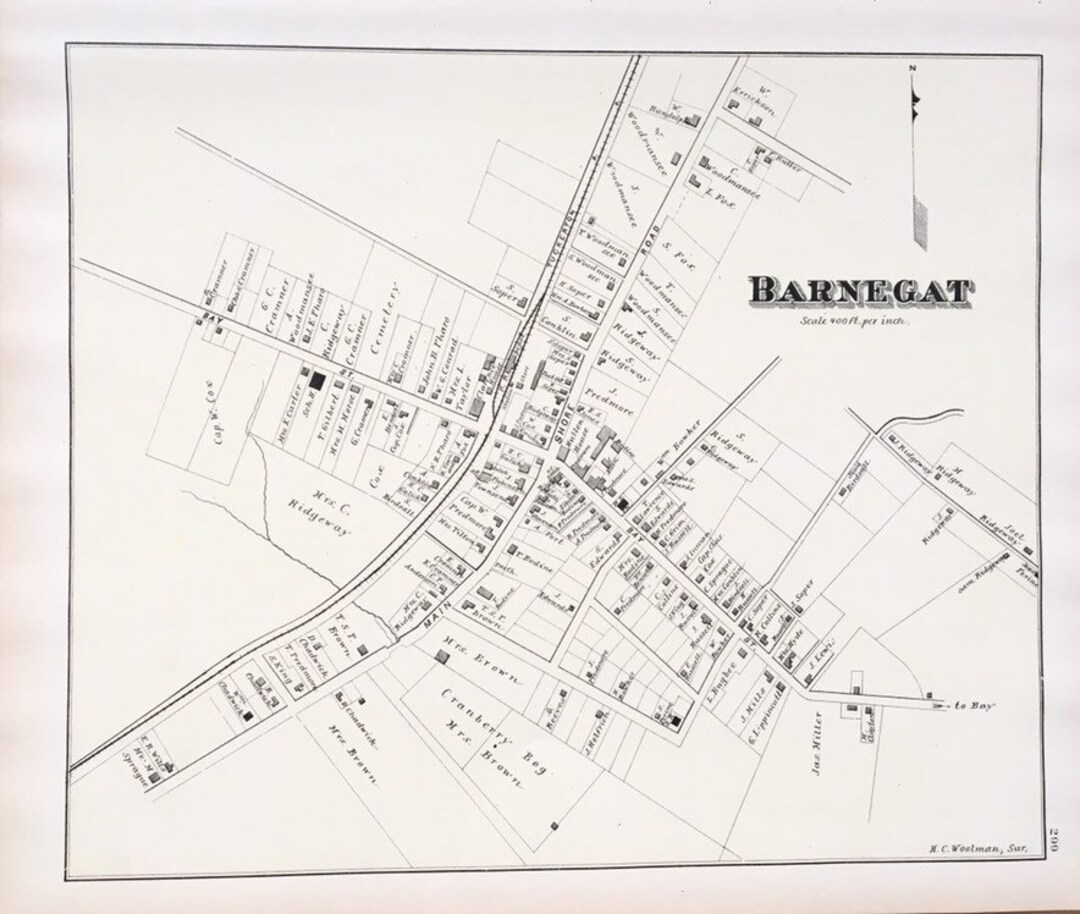 Barnegat Map, Original 1878 New Jersey Shore Atlas, Ocean County, Harvey Cedars - Etsy