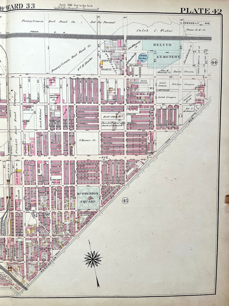 Juniata Park Map, Northeast Philadelphia Map, Fairhill Map, Original ...