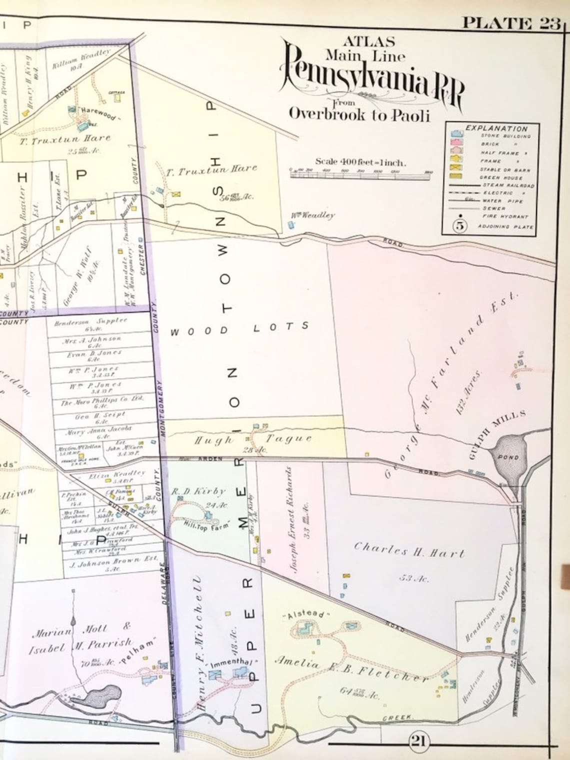 Tredyffrin Township Map Original 1908 Mainline Pennsylvania - Etsy Italia