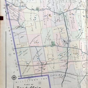 Tredyffrin Township Map, Original 1912 Pennsylvania Main Line Railroad ...