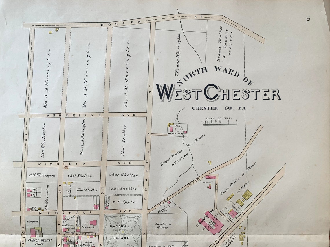 West Chester Pennsylvania map Original 1883 Chester County | Etsy