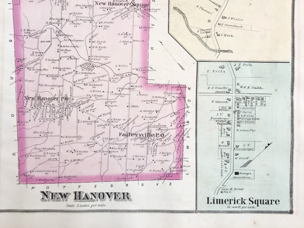 New Hanover Township Map Original 1877 Montgomery County - Etsy