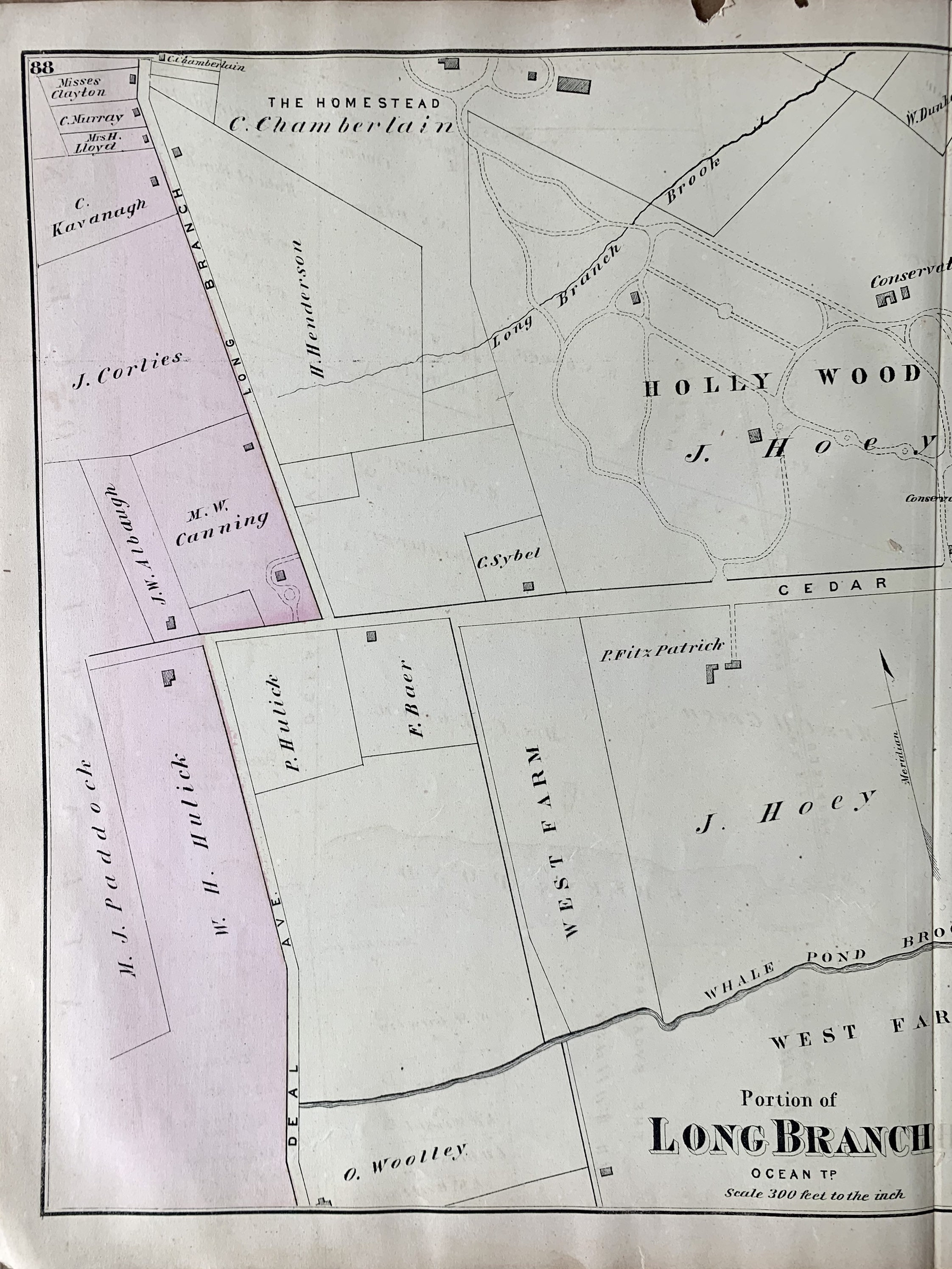 Long Branch map Original 1873 Monmouth County New Jersey | Etsy