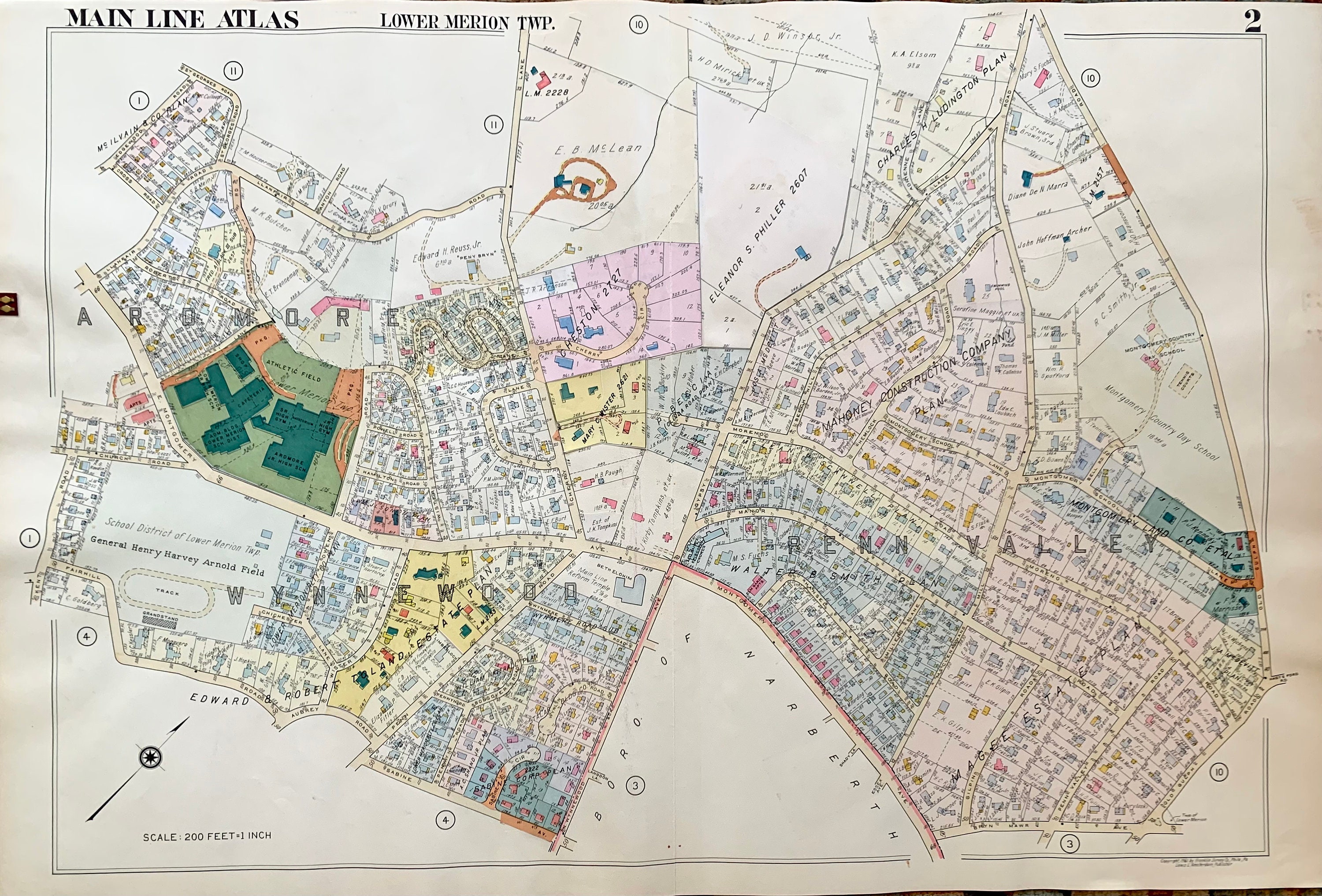 Ardmore Penn Valley Wynnewood Map Original 1961 Main Line - Etsy