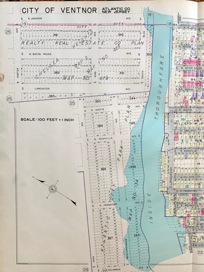 Ventnor Map Original 1938 Absecon Island Atlas Nuckys La - Etsy