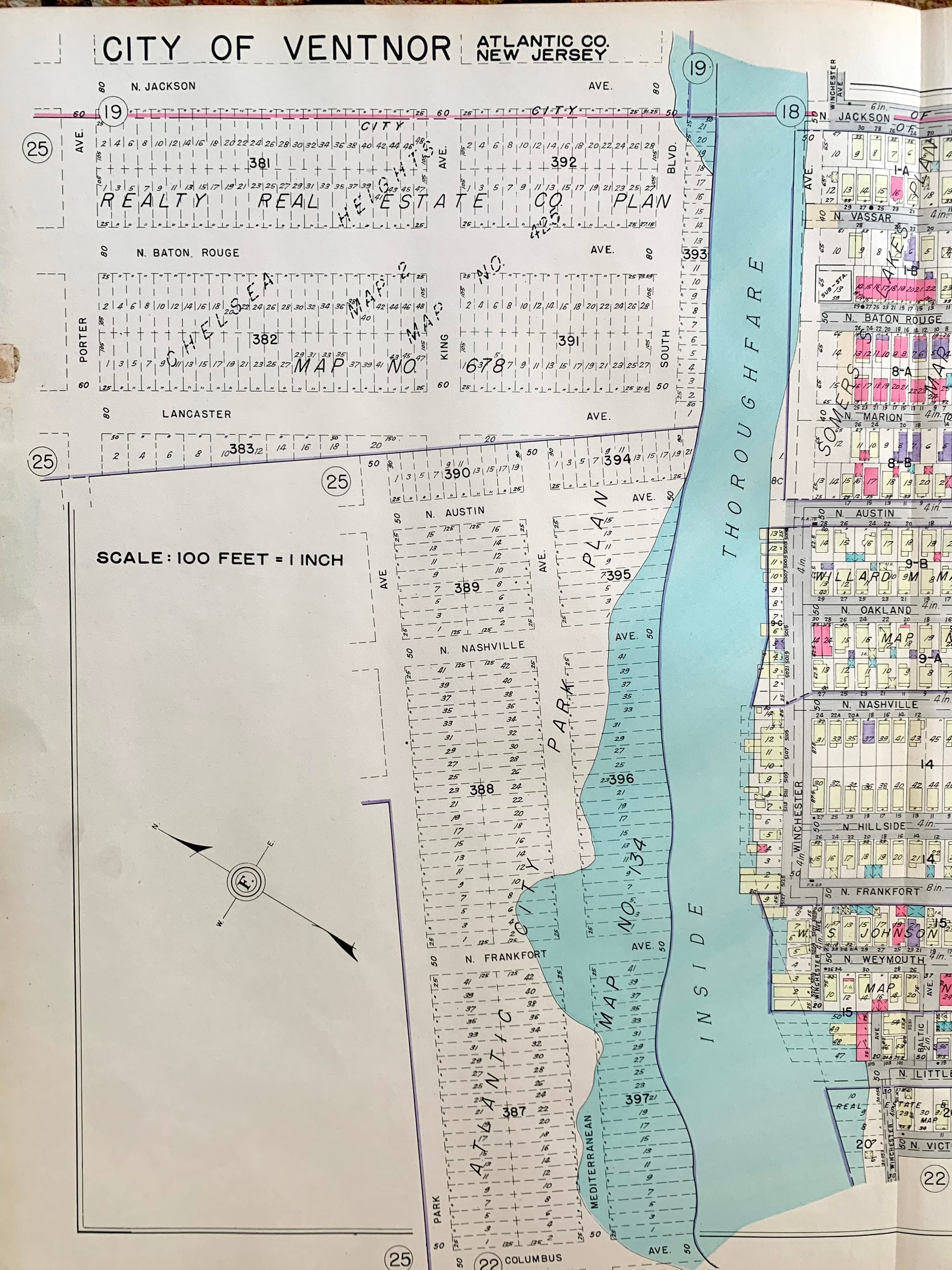 Ventnor Map Original 1938 Absecon Island Atlas Nuckys La - Etsy